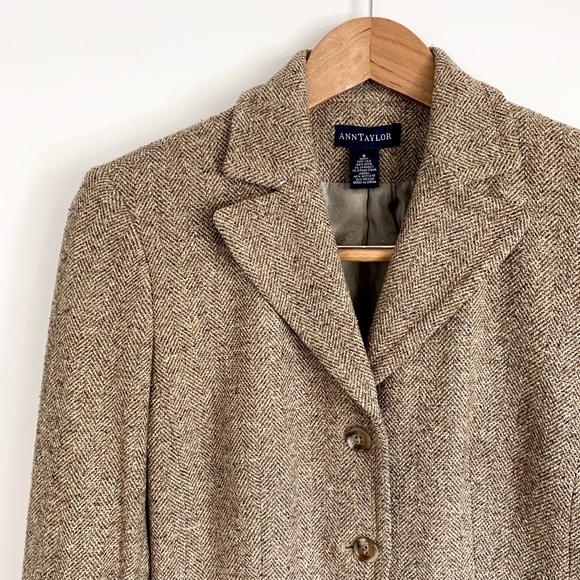 Ann Taylor | Jackets & Coats | Ann Taylor Brown Herringbone Suit Jacket ...